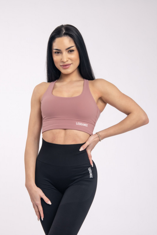 Bustiera Sport, Strappy, Mocha-Pink
