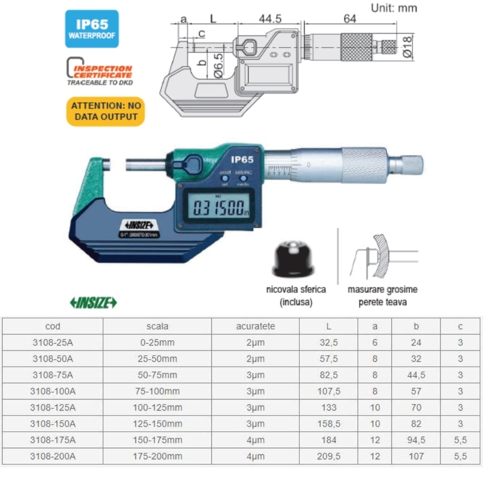 Micrometru digital de exterior 3108