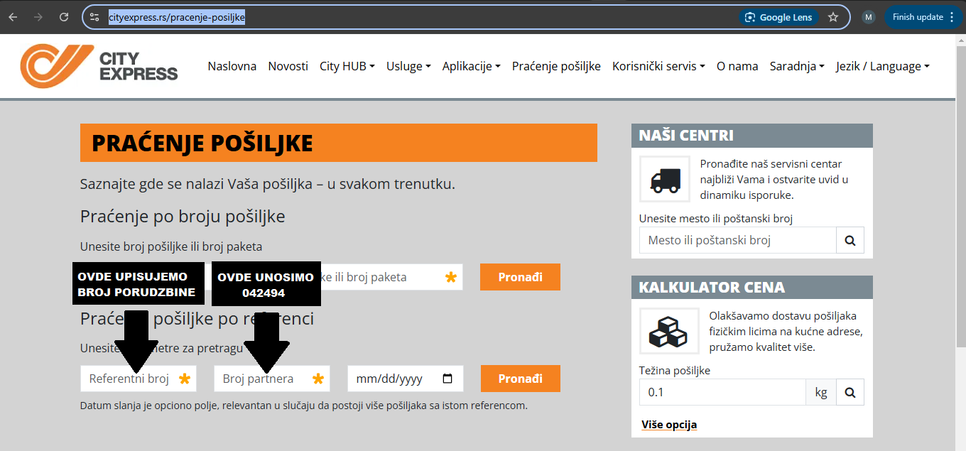 Kako proveriti status paketa?
