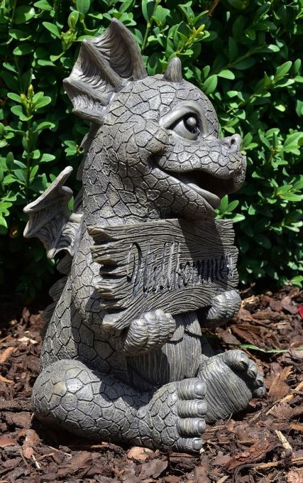 Statueta pentru gradina Dragonel Welcome 27cm | Gothic Fairy