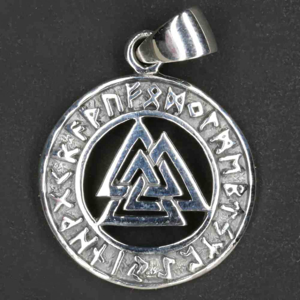 Pandantiv argint Nodul viking Wotan cu rune 3cm | Gothic Fairy