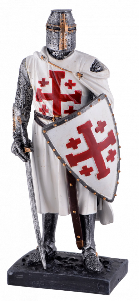 Statueta cavaler medieval Cruciat cu scut 18cm | Gothic Fairy