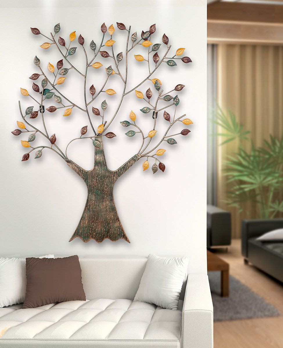Decoratiune pentru perete din metal Copacul vietii - Miraj de Toamna 77 cm