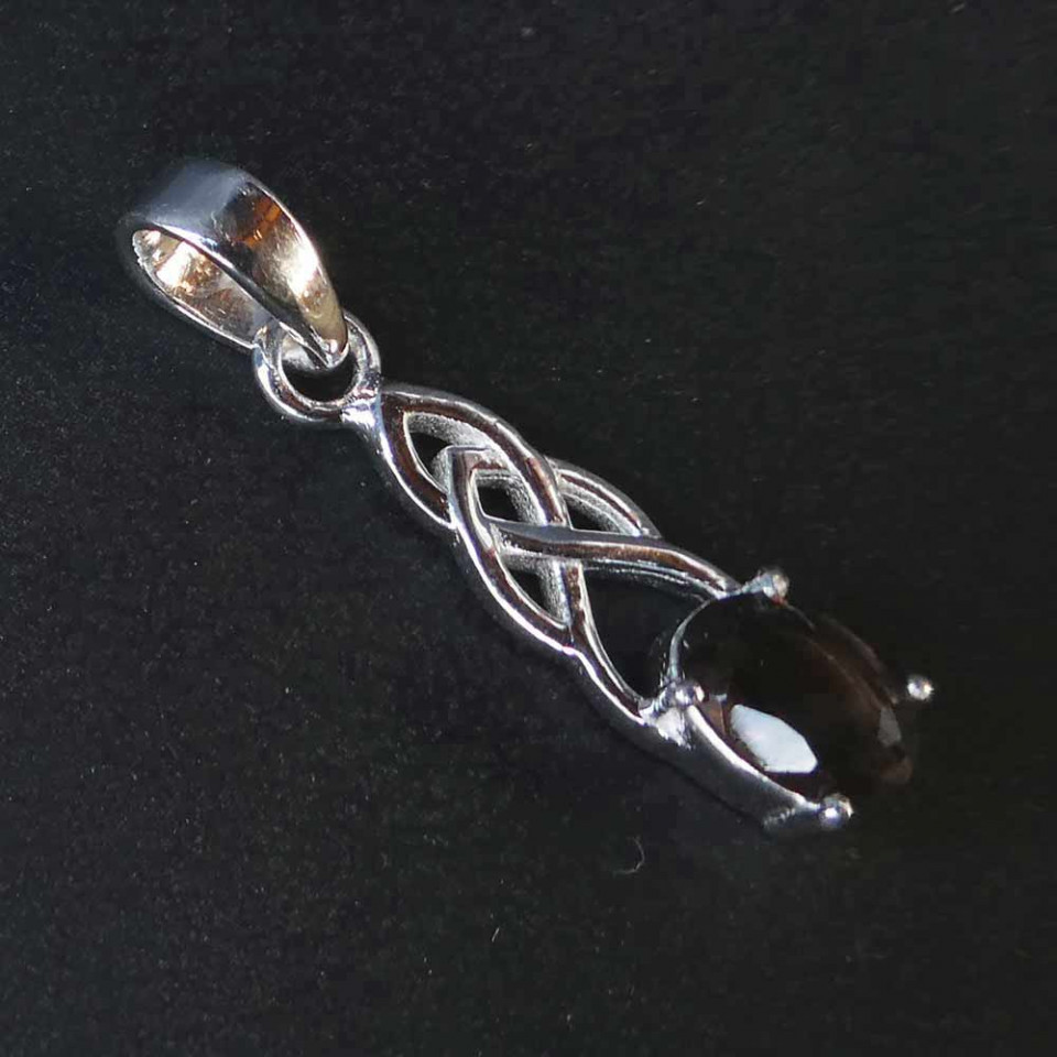 Pandantiv argint Nod Celtic cu Quartz fumuriu 3.5cm | Gothic Fairy