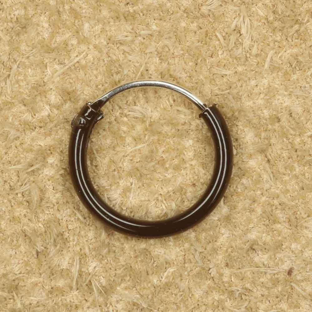 Cercel rotund din argint Tortita Neagra 10 x 1.2 mm | Gothic Fairy