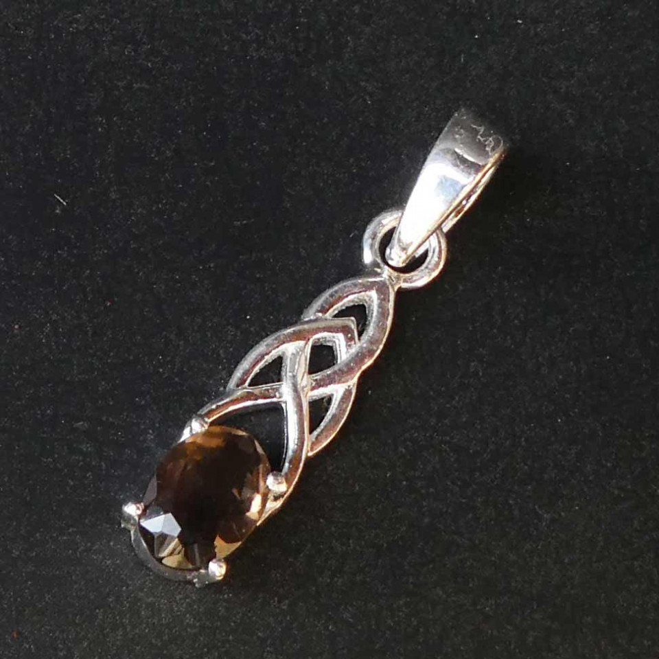 Pandantiv argint Nod Celtic cu Quartz fumuriu 3.5cm | Gothic Fairy