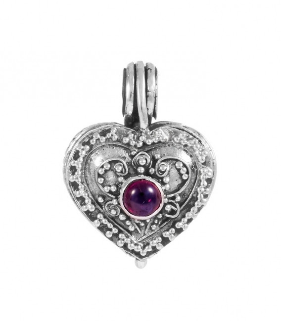 Pandantiv medalion rotund pentru poza din argint Inima cu piatra Ametist