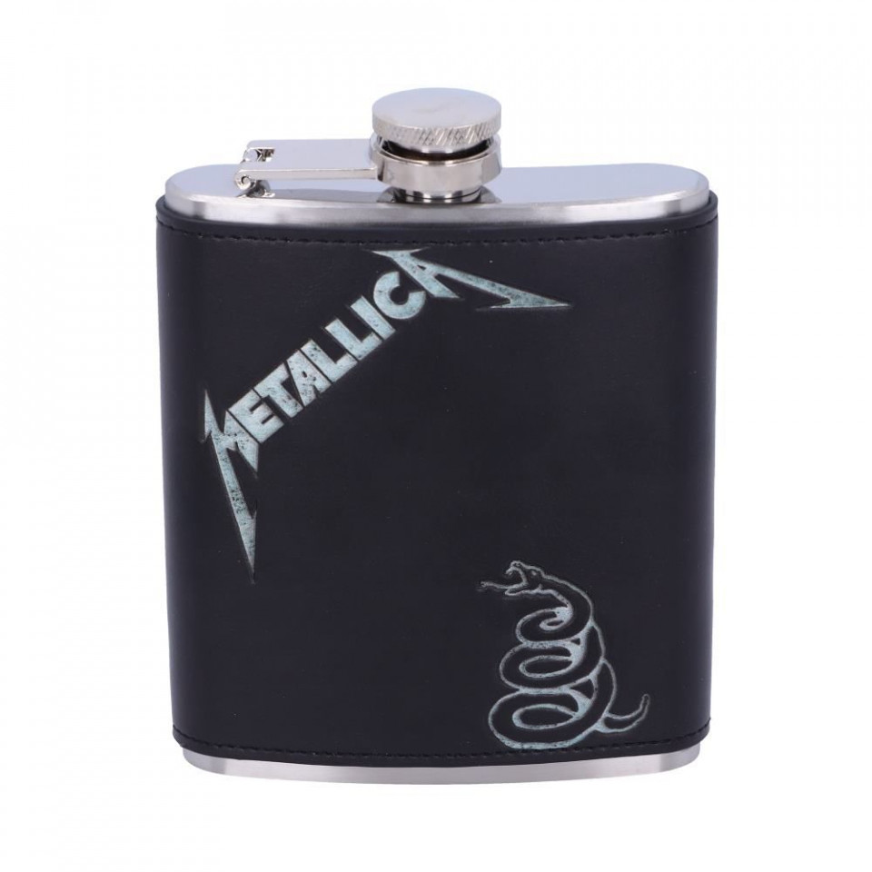 Butelcuta (plosca) inox pentru bauturi alcoolice Metallica - Black ...