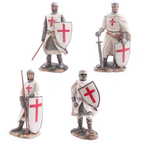 Statueta cavaler medieval Cruciat Gata de Lupta 20 cm