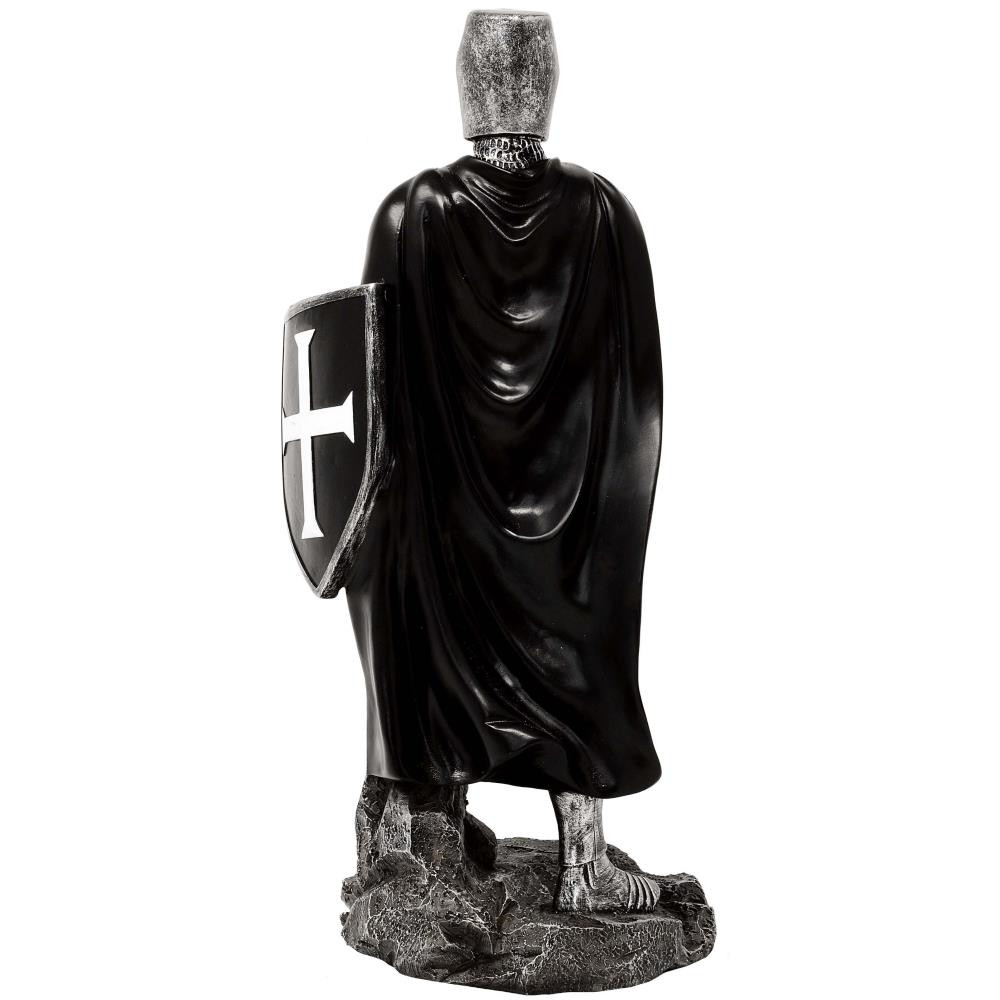 Statueta Cavaler Medieval Negru cu Scut si Sabie 30 cm | Gothic Fairy