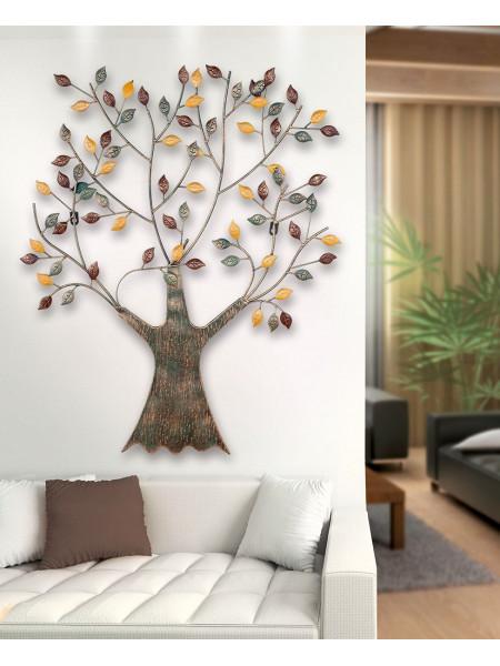 Decoratiune pentru perete din metal Copacul vietii - Miraj de Toamna 77 cm