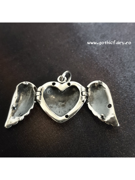Pandantiv medalion pentru poza din argint Inima din Aripi | Gothic Fairy