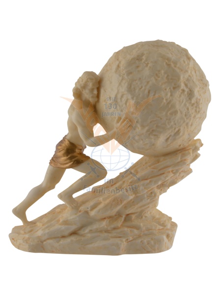 Mini statueta rasina cu finisaj alb marmura, mitologia greaca, Sisif si ...