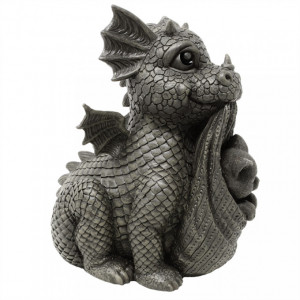 Statueta pentru gradina Dragon cu Pisicuta 27x25 cm | Gothic Fairy