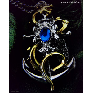 Pandantiv cu lantisor Leviatan, placat cu argint, talisman pentru ...