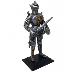 Statueta Cavaler Medieval cu Scut si Sabie 22.5 cm