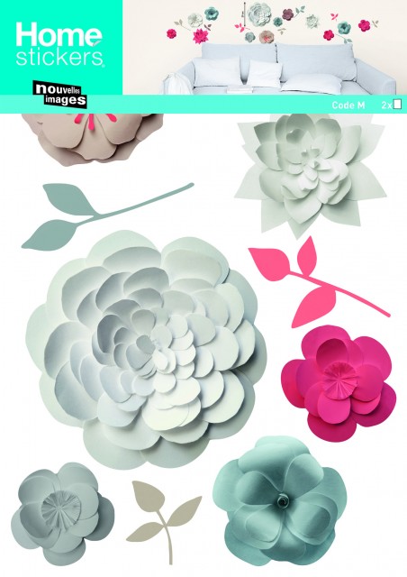 Sticker de perete Flori 3D de hartie