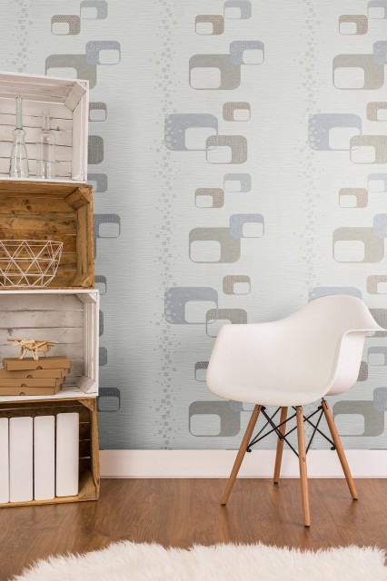 Tapet lavabil texturat cu forme geometrice retro discrete