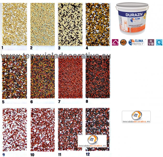 Tencuiala decorativa DURAZIV Clima Protect cu Kauciuc - Cuart colorat 25 Kg