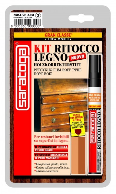 Kit reparare lemn "GRAN CLASSE" culoare NUC DESCHIS - blister chit + marker