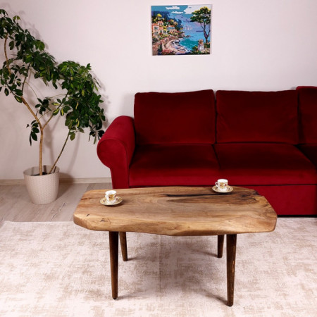 Masuta cafea lemn masiv din NUC, cu picioare lemn, model 820120