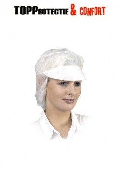 Capison polipropilena alb cu cozoroc si plasa coc - pret/pachet 100buc