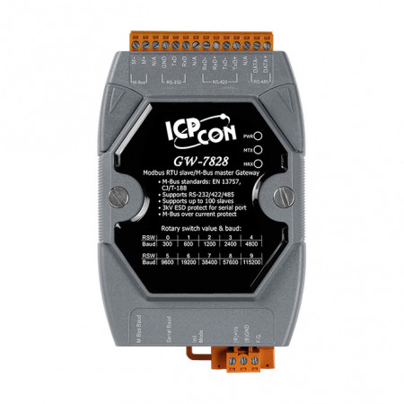 Gateway Modbus RTU slave la M-Bus Master, maxim 100 M-Bus slaves, ICP ...