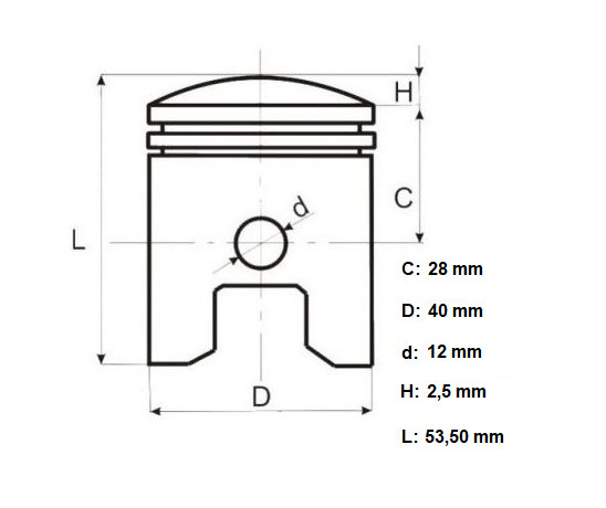 Scooter piston 2T 50cc Honda / Kymco 40mm