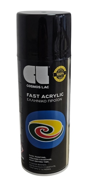Spray Fast Acrylic negru lucios Cosmos Lac 400ml