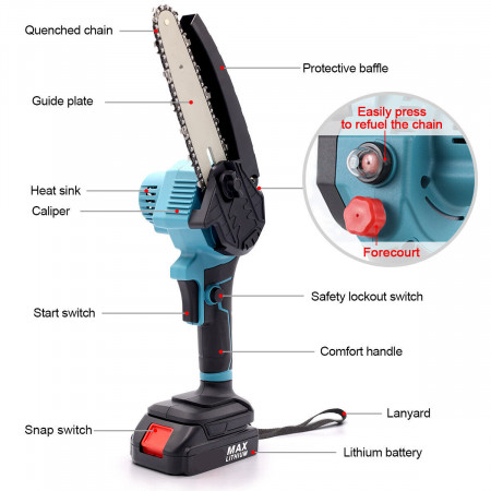 Mini saw with 2 Li-ion batteries (with lubrication system)