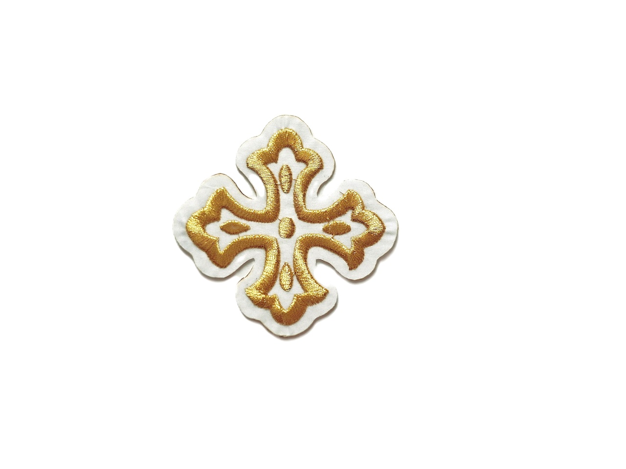 Ornament bisericesc cruce mica - alb cu auriu - model2 - 1buc.