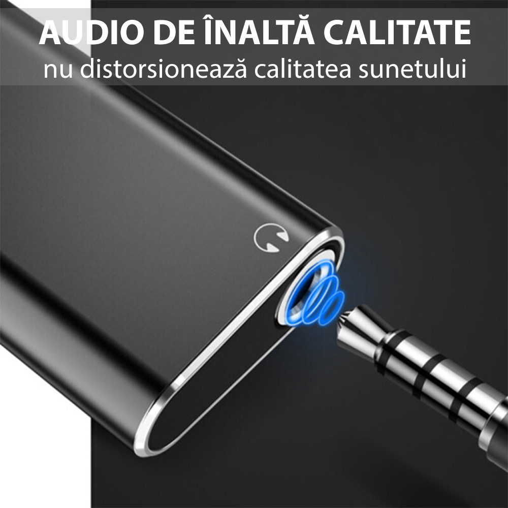 Adaptor Audio DAC Lightning la Lightning, Jack - Yesido (YAU-11) - Black