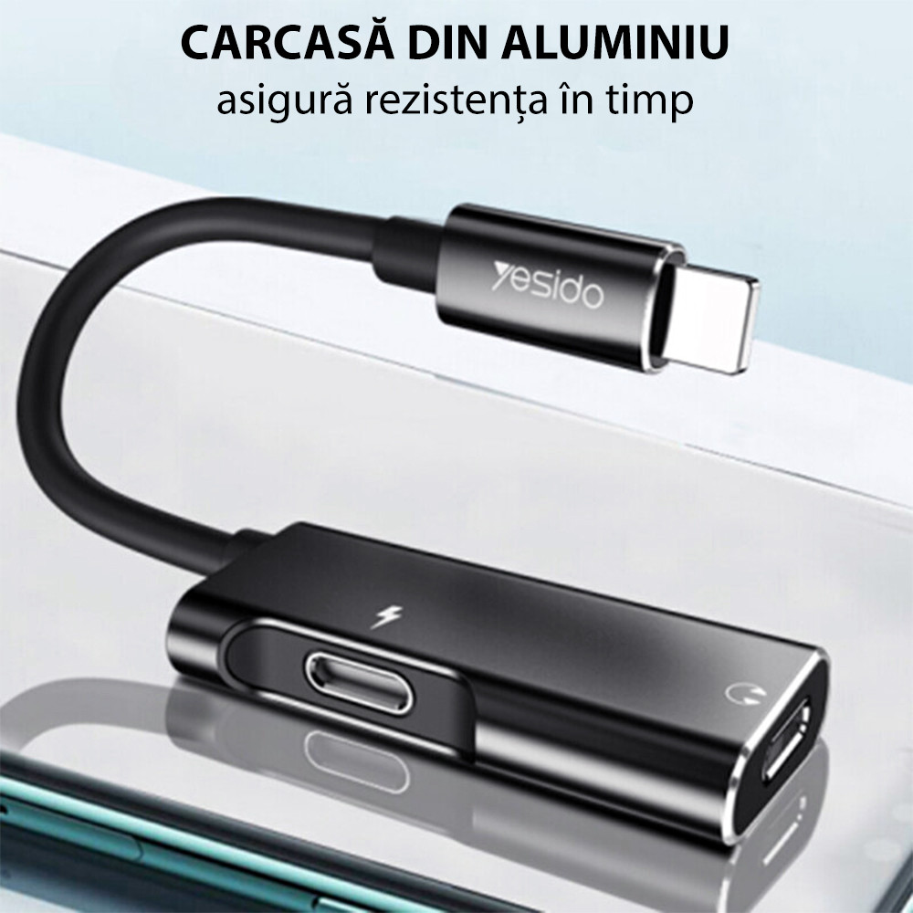 Adaptor Audio Dac Lightning la 2x Lightning - Yesido (YAU-12) - Black
