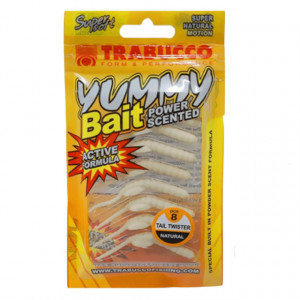 Twister Trabucco Yummy Bait Tail Dancer, alb, 3cm, 8 buc