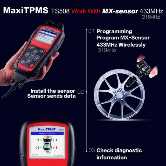 Tester auto pentru Senzorii Presiune Roti TPMS Autel TS508 WF ...