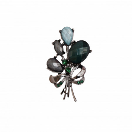 Brosa dama eleganta, model Colorful Bouquet, cu pietre colorate, verde