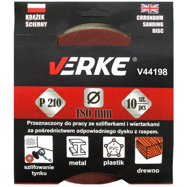 Disc Abraziv 180mm, P210, 10 buc Verke