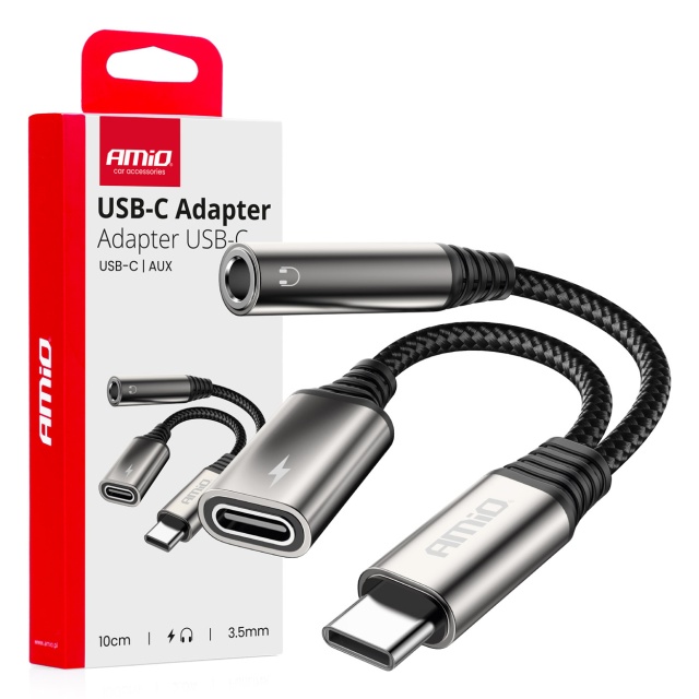 Adaptor USB-C la USB-C + Mini mufa 3,5 mm Adaptor mama 10 cm