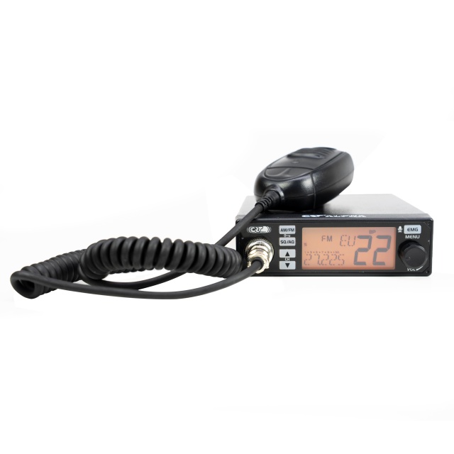 Statie radio CB CRT ALPHA, 4W, AM/FM, 12V/24V, ASQ, Scan, display color ...