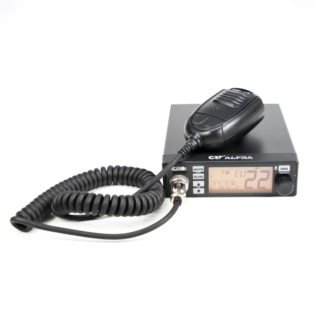 Statie radio CB CRT ALPHA, 4W, AM/FM, 12V/24V, ASQ, Scan, display color ...