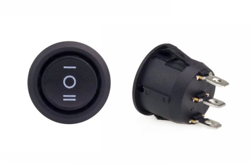 Intrerupator circular, negru, 12/230V