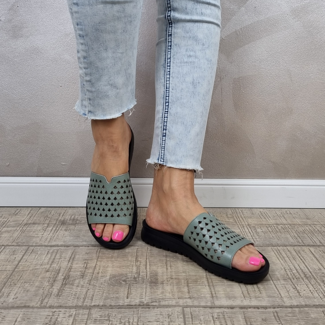 MANOS.RO Papuci/Sandale confort dama piele naturala PAP02