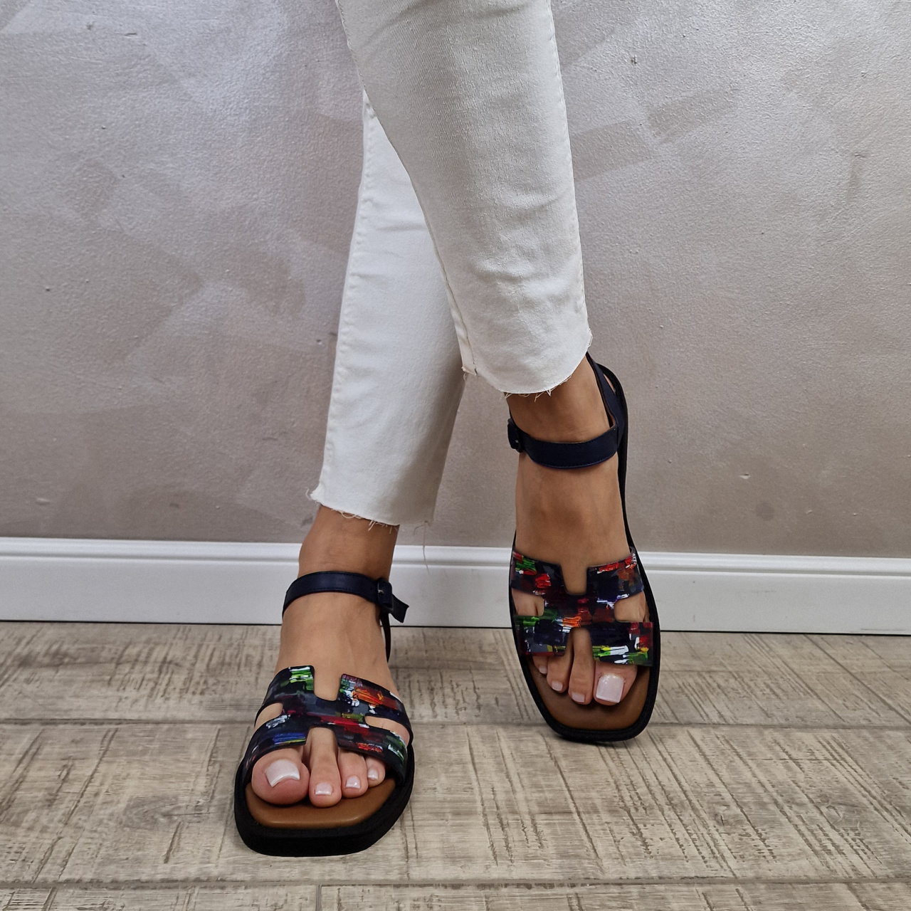 MANOS.RO Papuci/Sandale dama piele naturala GOLD DEER SV1290