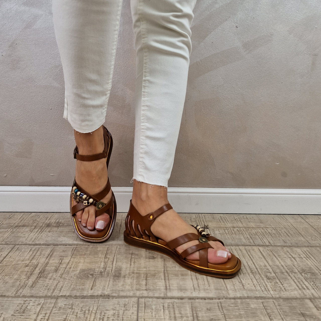 MANOS.RO Papuci/Sandale dama piele naturala CASPIAN SV1295