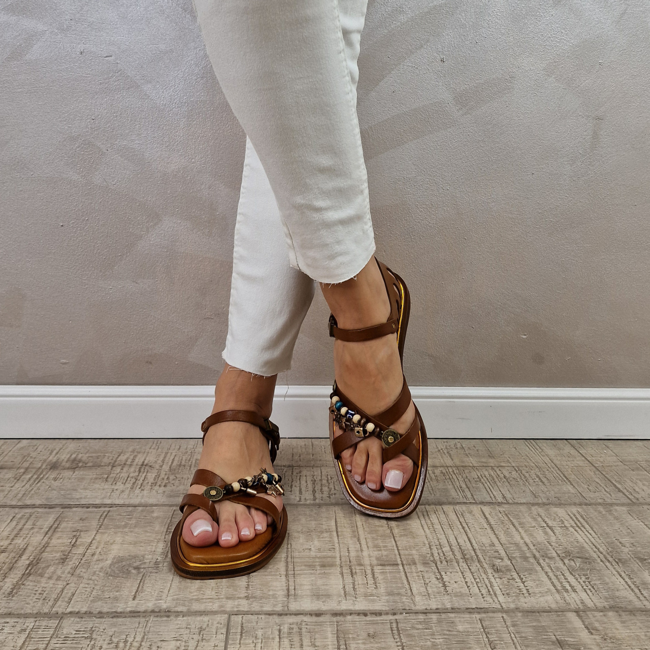 MANOS.RO Papuci/Sandale dama piele naturala CASPIAN SV1295