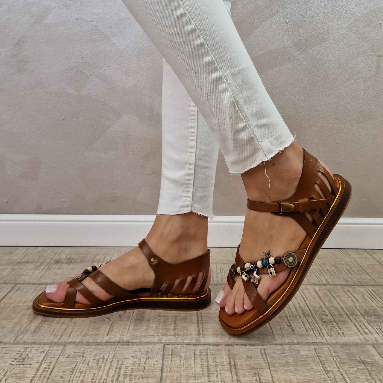 MANOS.RO Papuci/Sandale dama piele naturala CASPIAN SV1295