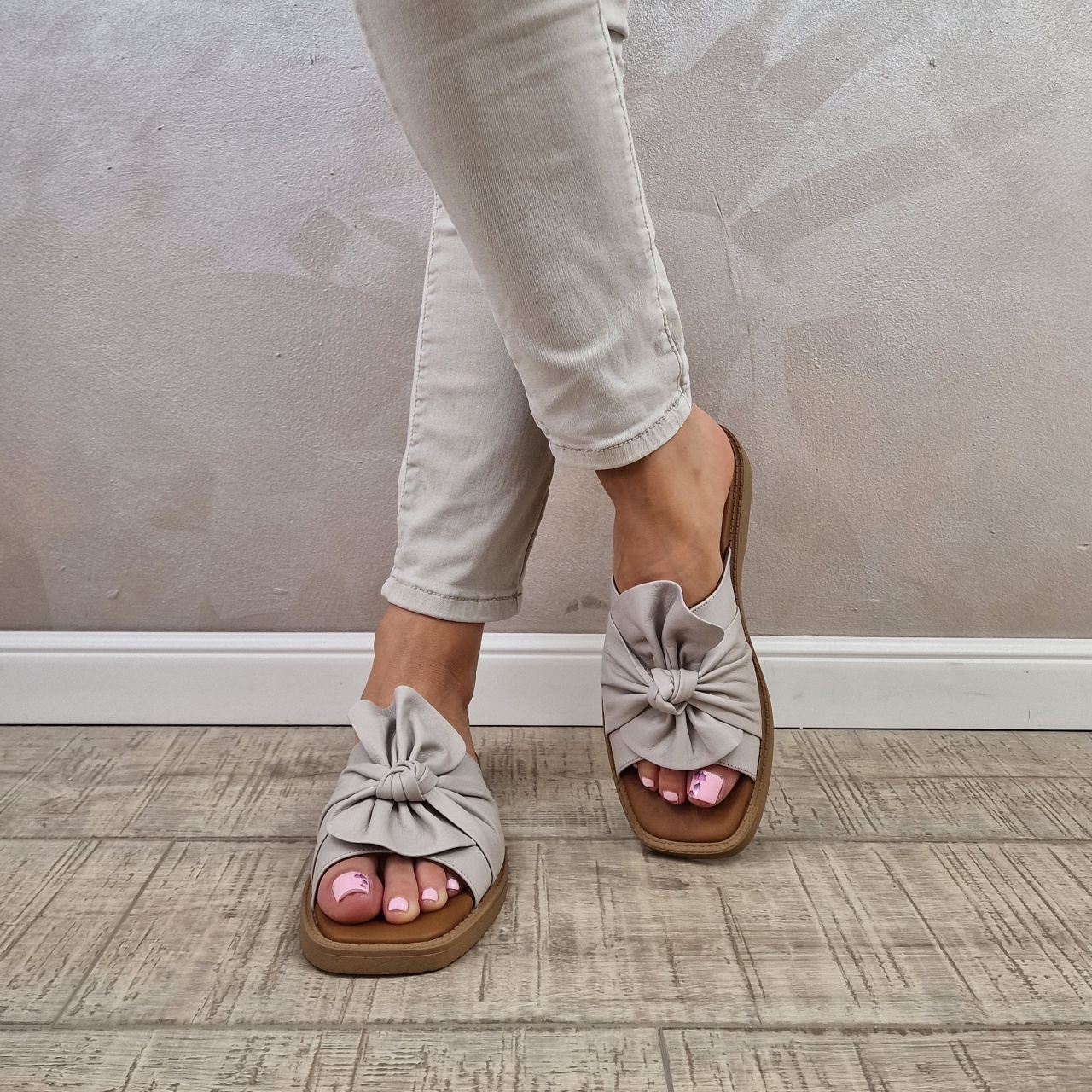 MANOS.RO Papuci/Sandale dama piele naturala GOLD DEER SV1338