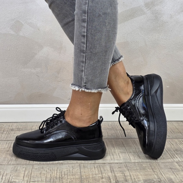 MANOS.RO Pantofi dama casual sport piele naturala negri Filippo PP392