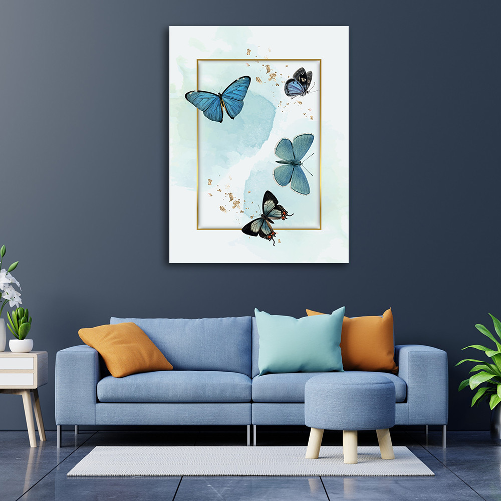 Tablou Butterflies and golden frame
