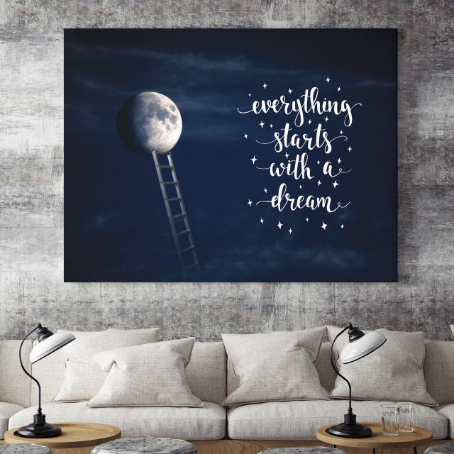 Tablou Motivational - Everything Starts With A Dream (Full Moon)